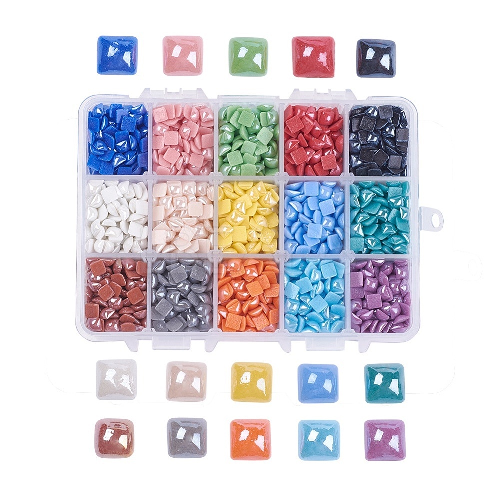 15 Colors Pearlized Plated Handmade Porcelain Cabochons - Lbeads.com