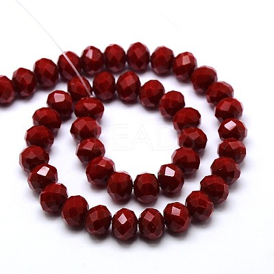 1 Strand Opaque Solid Dark Red Color Crystal Glass Rondelle Beads ...