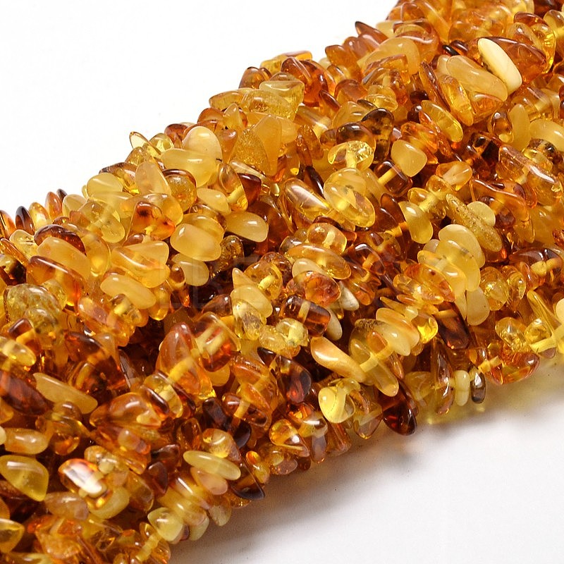 Natural Amber Chip Beads Strands, 5~14x4~10mm, Hole: 1mm; about 15.5 ...