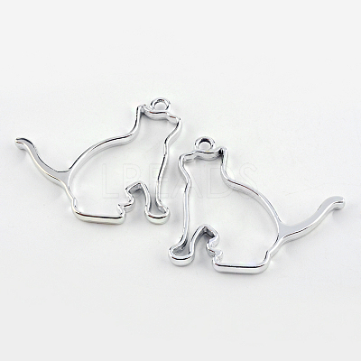 Rack Plating Alloy Kitten Open Back Bezel Pendants - Lbeads.com