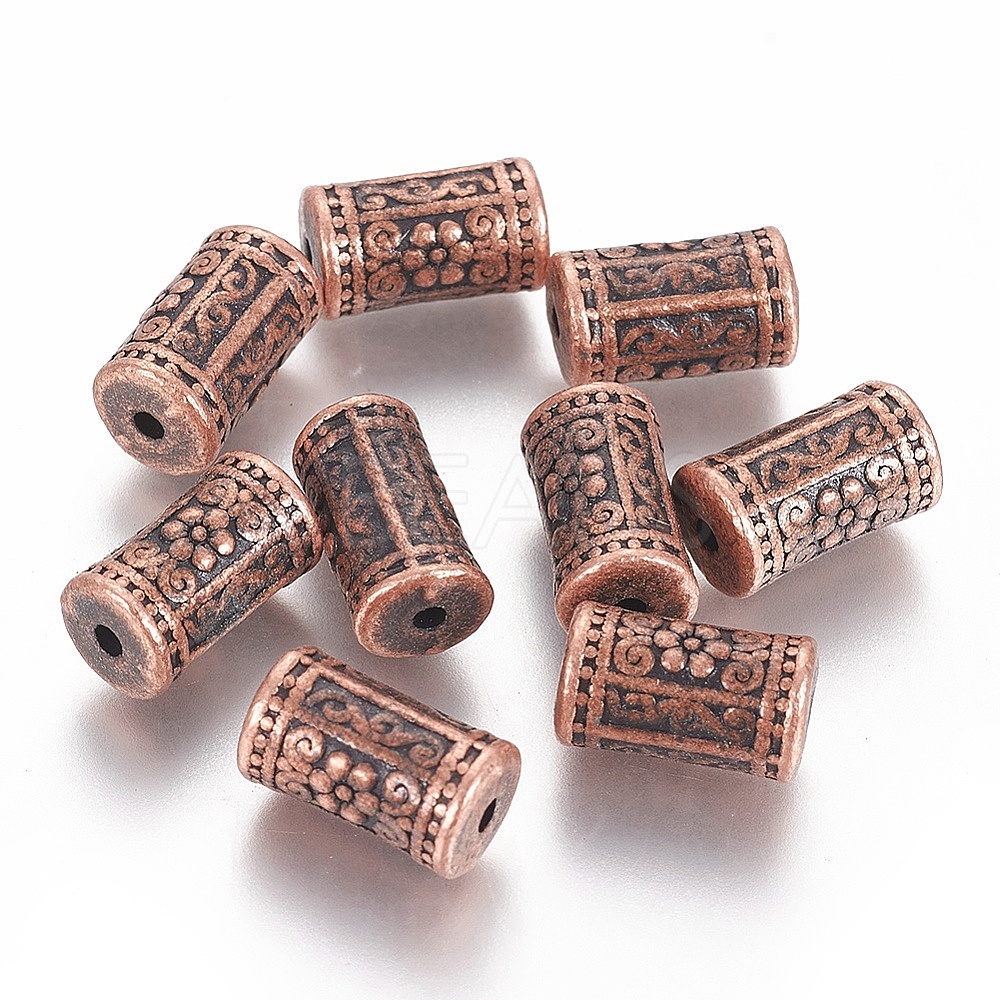 Tibetan Style Alloy Flower Pattern Column Beads - Lbeads.com